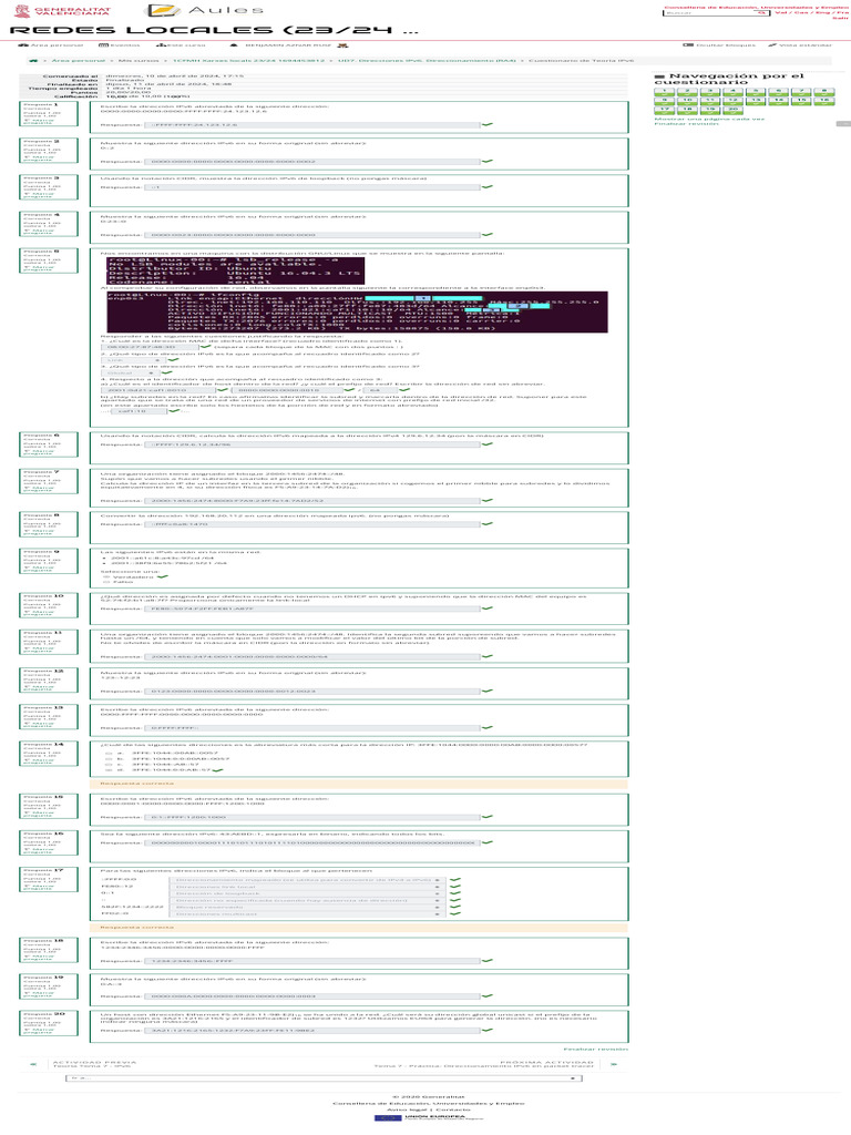 Cuestionario de Teoría IPv6_ Revisión del intento | PDF | Dirección IP | Yo Pv6