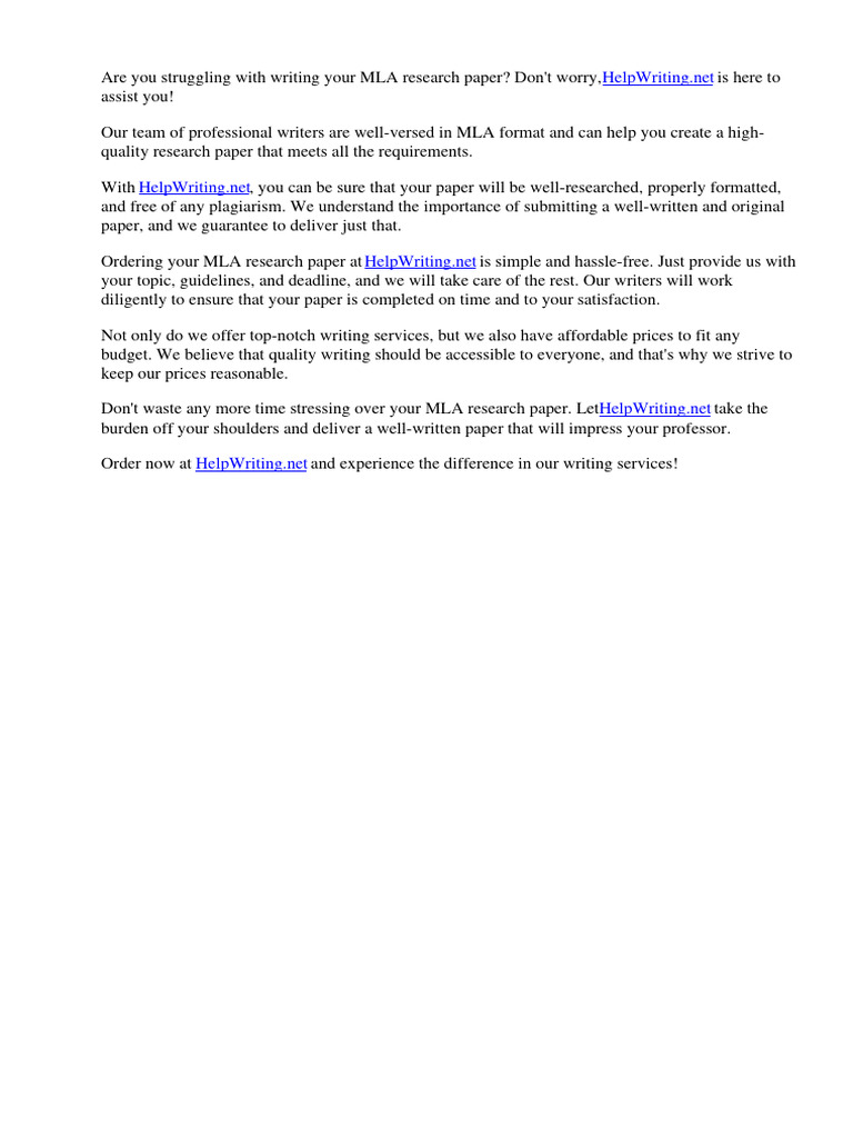 Order Your Mla Research Paper at | PDF | Academic Publishing | Apa Style