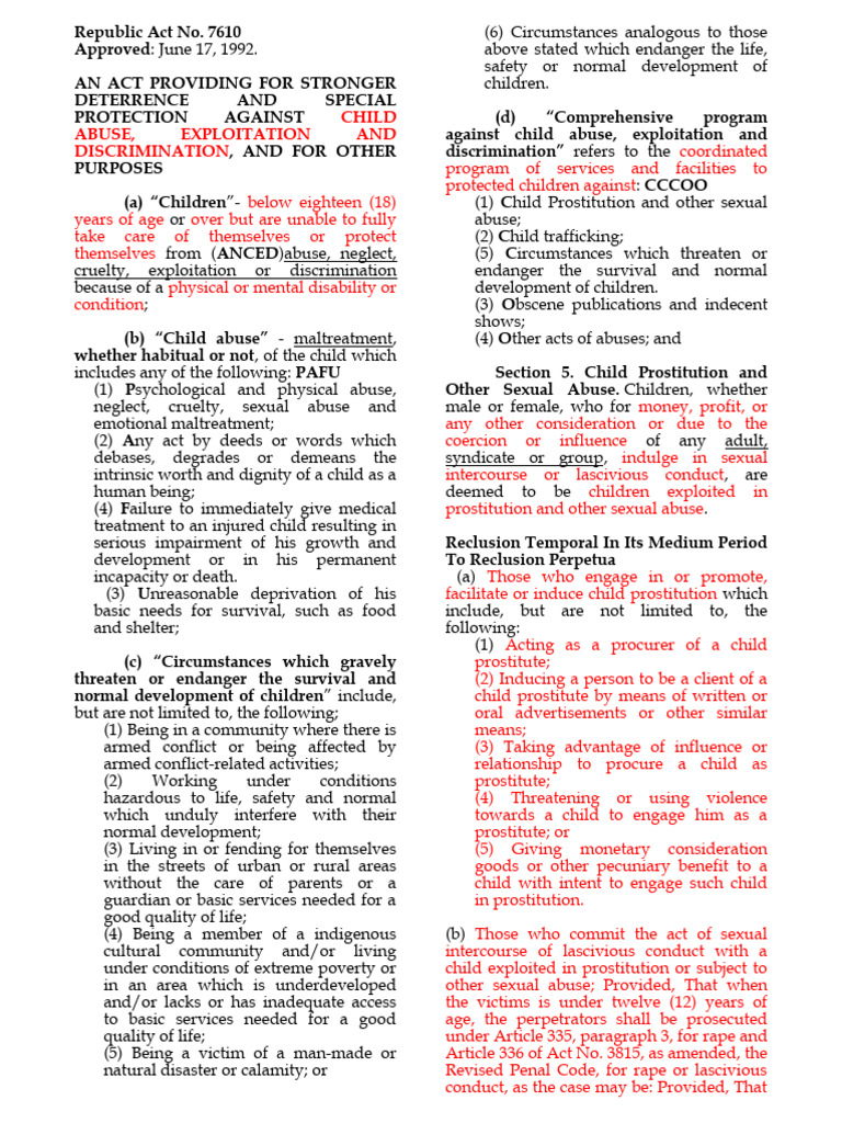 Ra 7610 | PDF | Child Abuse | Legal Guardian