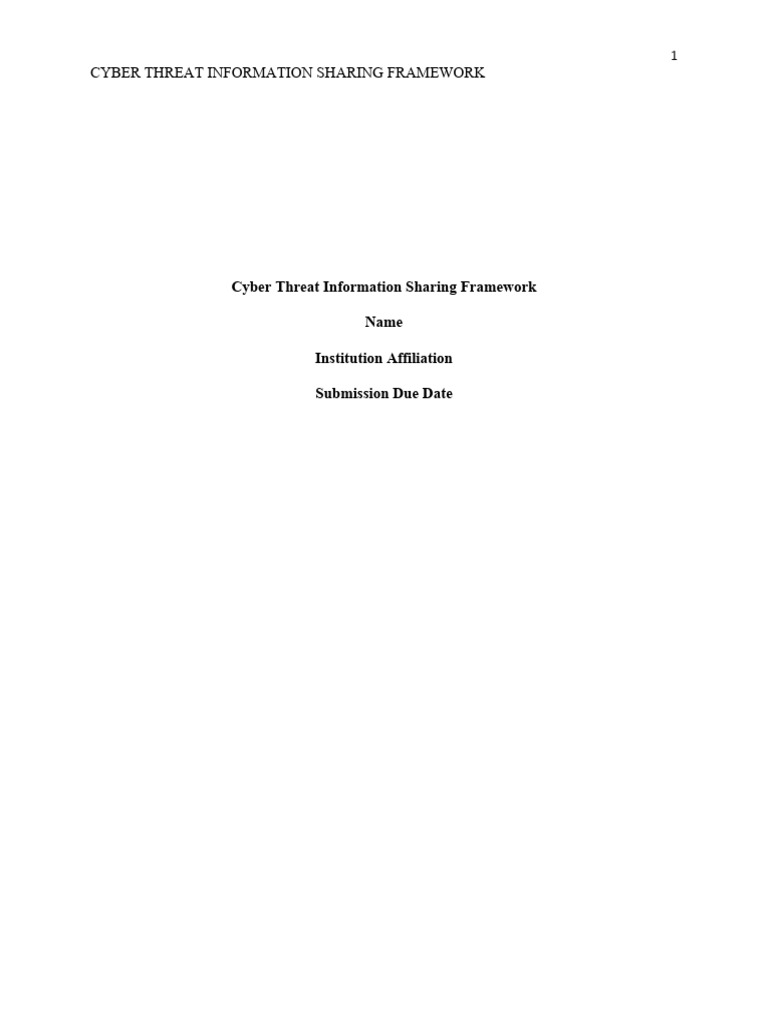 Order Fo5130cd07f83 Cyber Threat Information Sharing Framework Pdf Computer Security