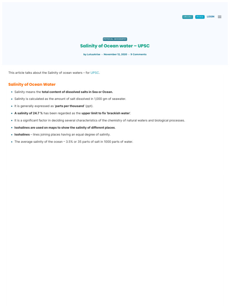 Salinity | PDF | Oceans | Salinity