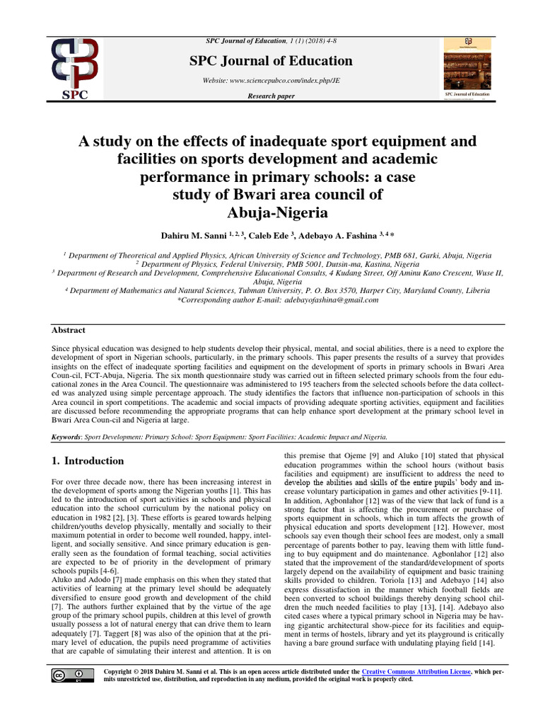 A Study On The Effects of Inadequate Spo | PDF | Sports | Physical ...