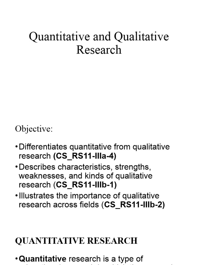 Practical Research 1 | PDF | Qualitative Research | Quantitative Research