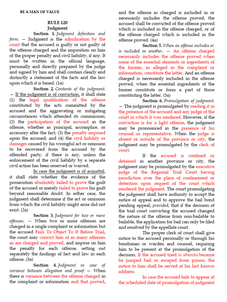Rule 120 Judgment | PDF | Probation | Judgment (Law)