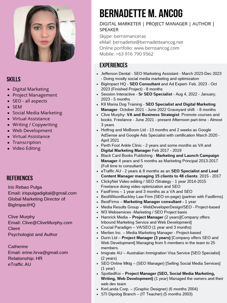Bernadette Ancog Resume 2024 | PDF | Digital Marketing | Search Engine Optimization