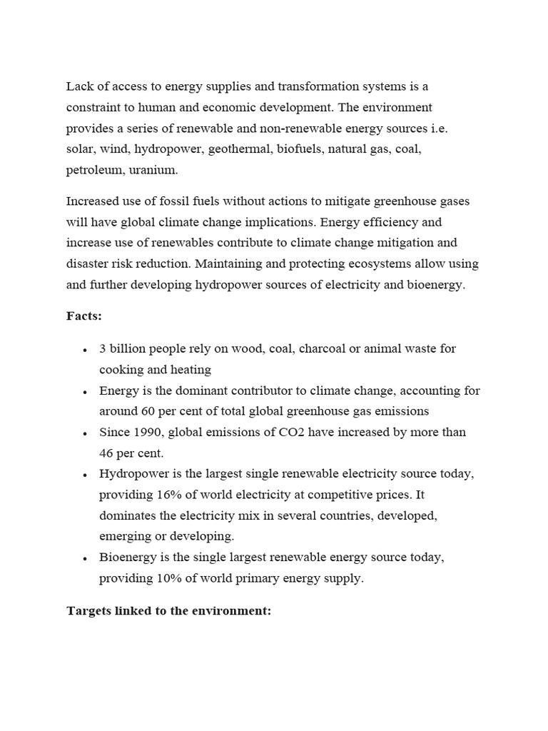 Lack of Access To Energy Supplies and Transformation Systems Is A ...