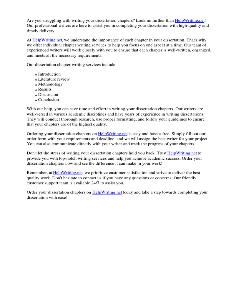 Order Your Dissertation Chapters On | PDF | Thesis | Methodology