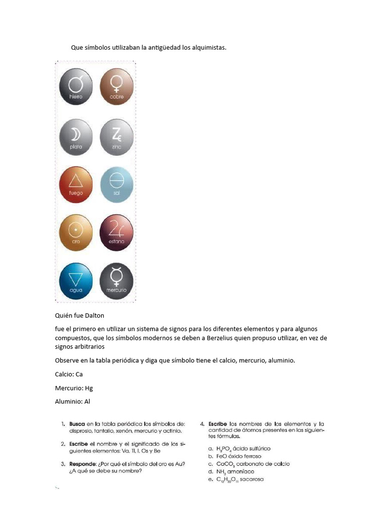 Símbolos Químicos y su Historia | PDF | Tabla periódica | Mercurio ...