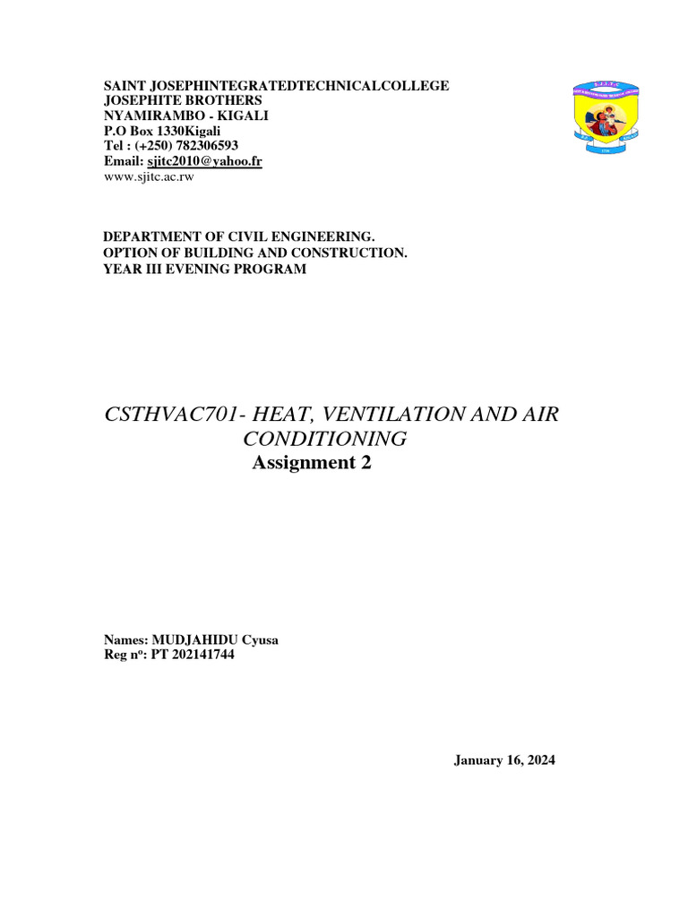 Hvac Assignment | Download Free PDF | Air Conditioning | Duct (Flow) Hvac Assignment | Download Free PDF | Air Conditioning | Duct (Flow)