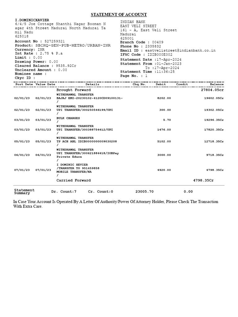 Dominic Statement | Download Free PDF | Debit Card | Banks