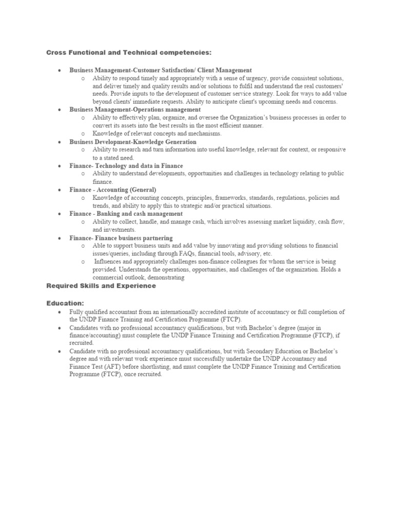 Cross Functional and Technical Competencies | PDF | Accounting | United Nations Development ...
