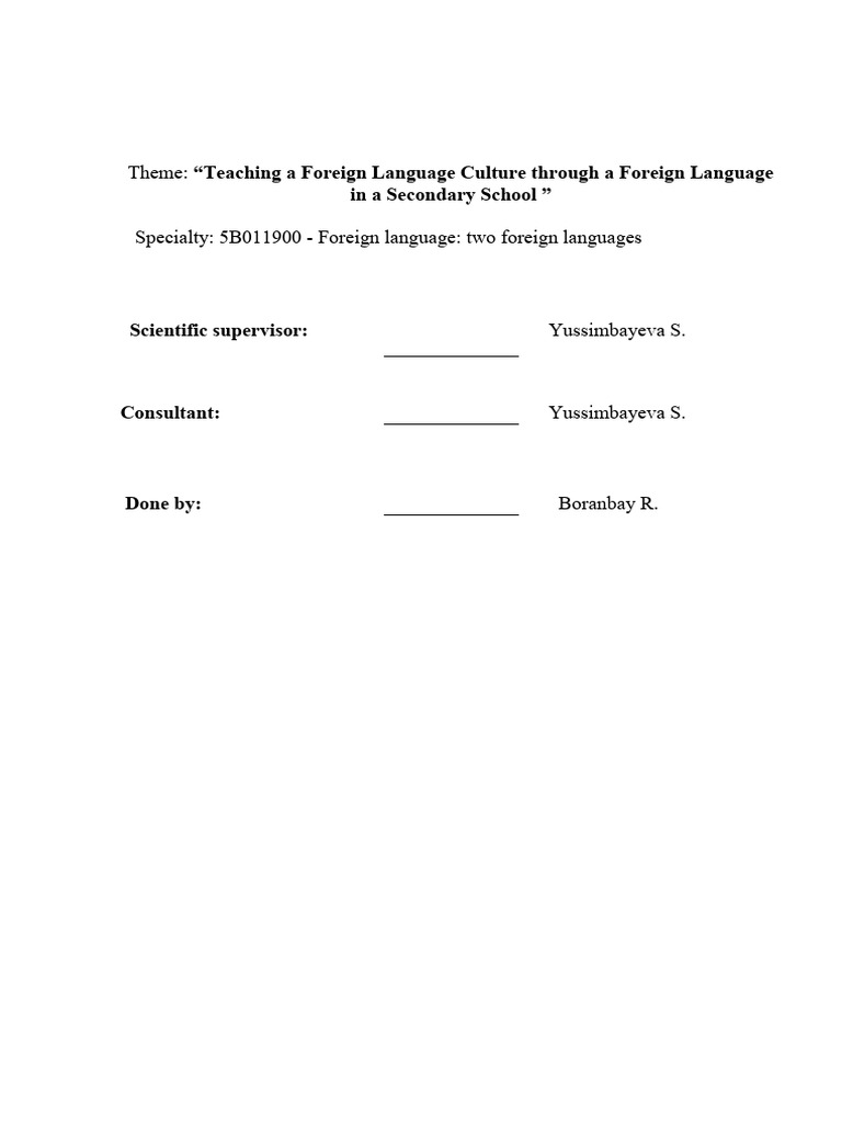 Teaching A Foreign Language Culture Through A Foreign Language in A ...
