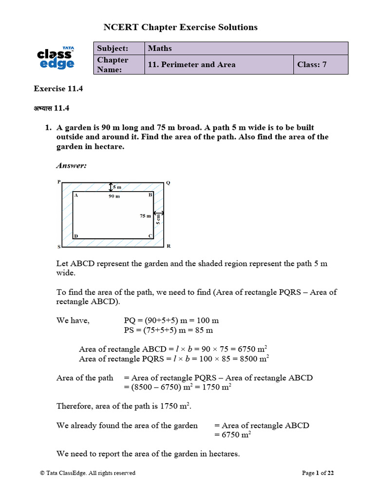 NCERT MA GR07 CH11 Ex11.4 EOC | PDF
