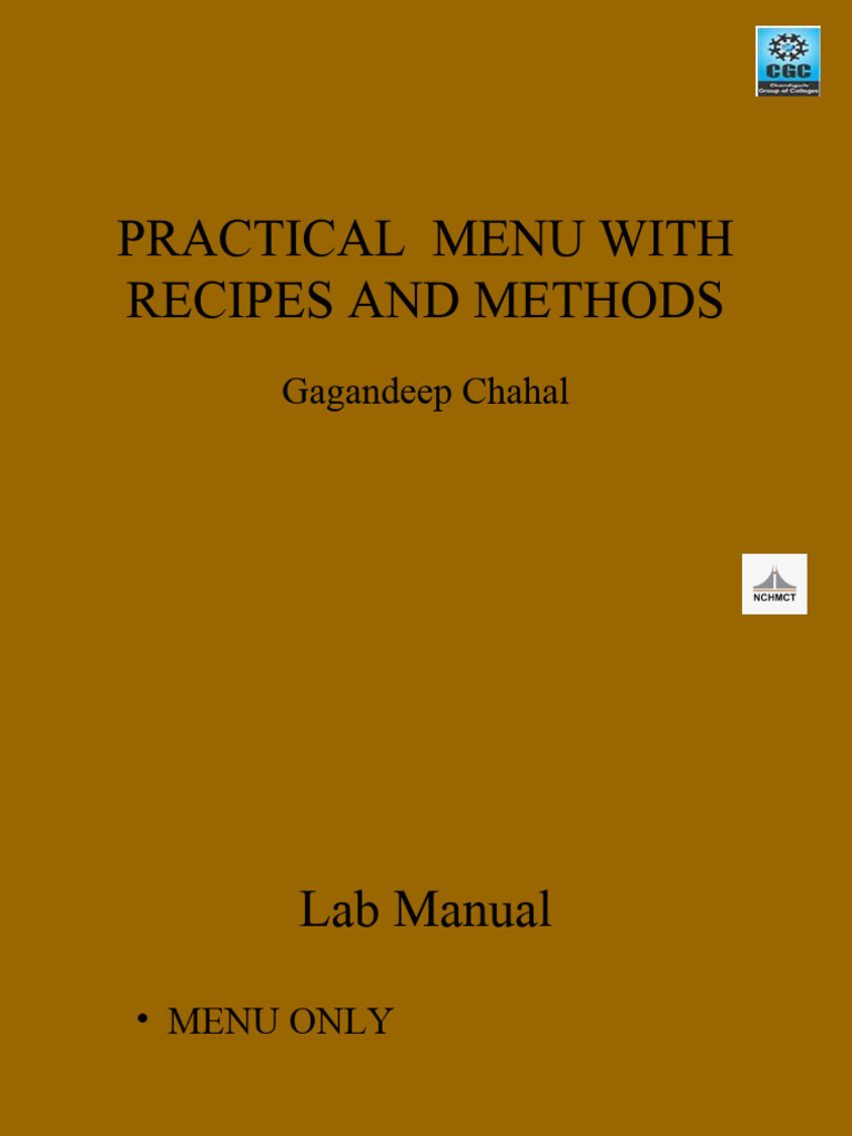 Lab Manual Food Production | PDF | Cooking, Food & Wine