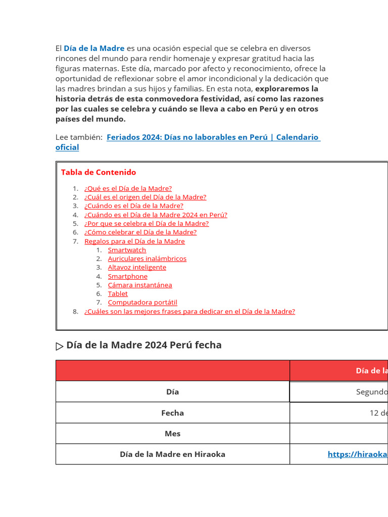 Para El Día de La Madre | PDF