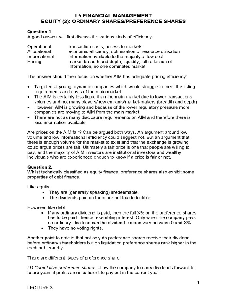 Topic 3 - Equity 2 Ans 2019-20 | PDF | Stocks | Preferred Stock