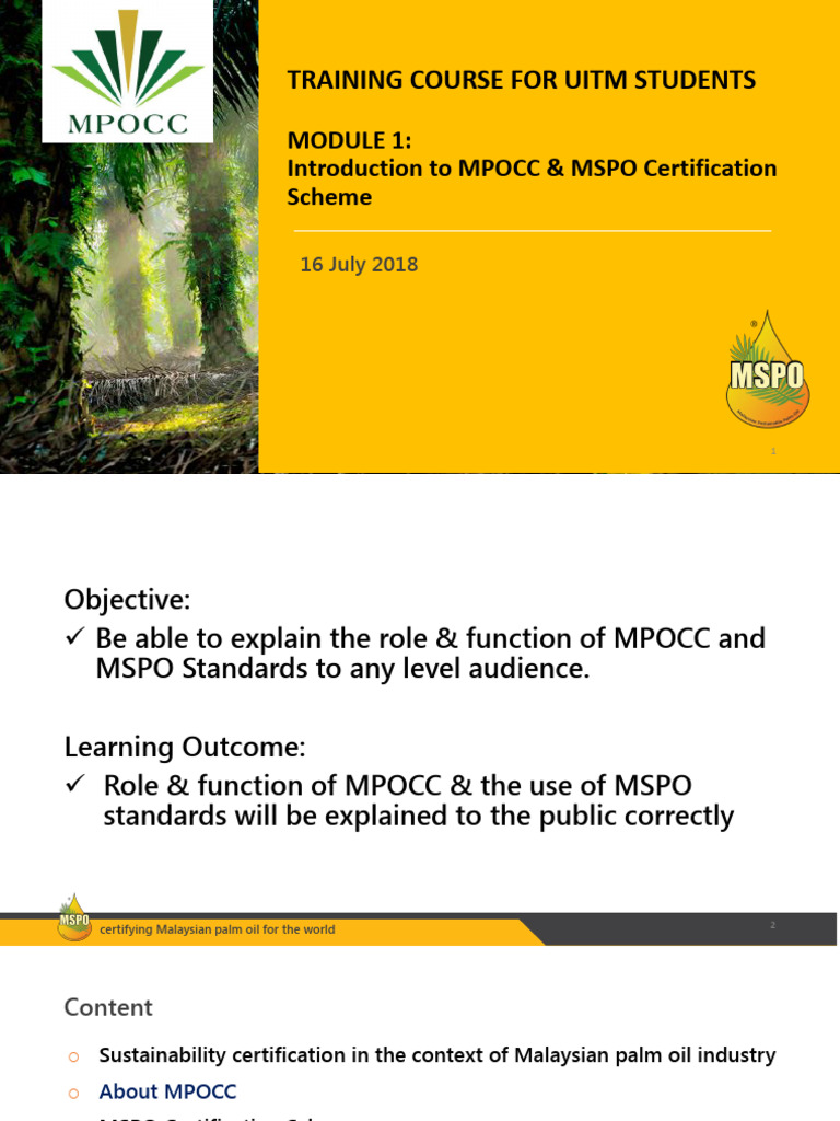 5.2. Module 1 - Introduction To MPOCC & MSPO Certification Scheme ...