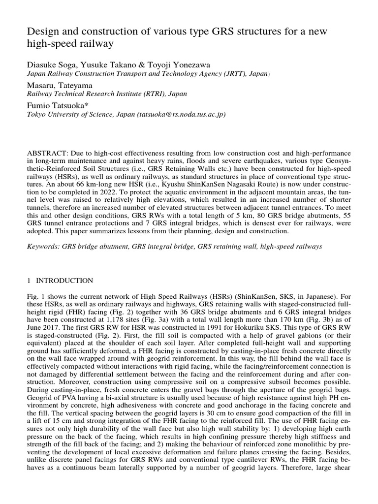 Soga Et Al 2018 GRS Structures For Nagasaki Route-11ICG Seoul | PDF | Concrete | High Speed Rail