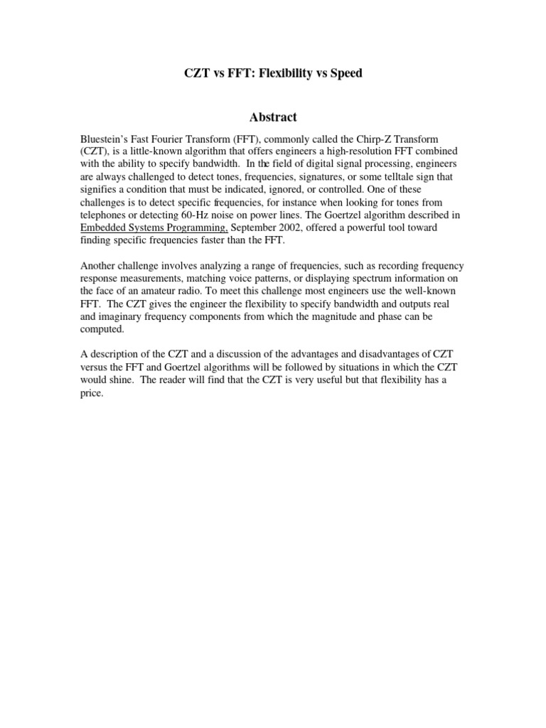 czt-vs-fft-flexibility-vs-speed-pdf-fast-fourier-transform