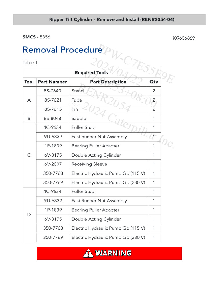 Ripper Tilt Cylinder - Remove and Install (RENR2054-04) | PDF | Manufactured Goods | Mechanical ...