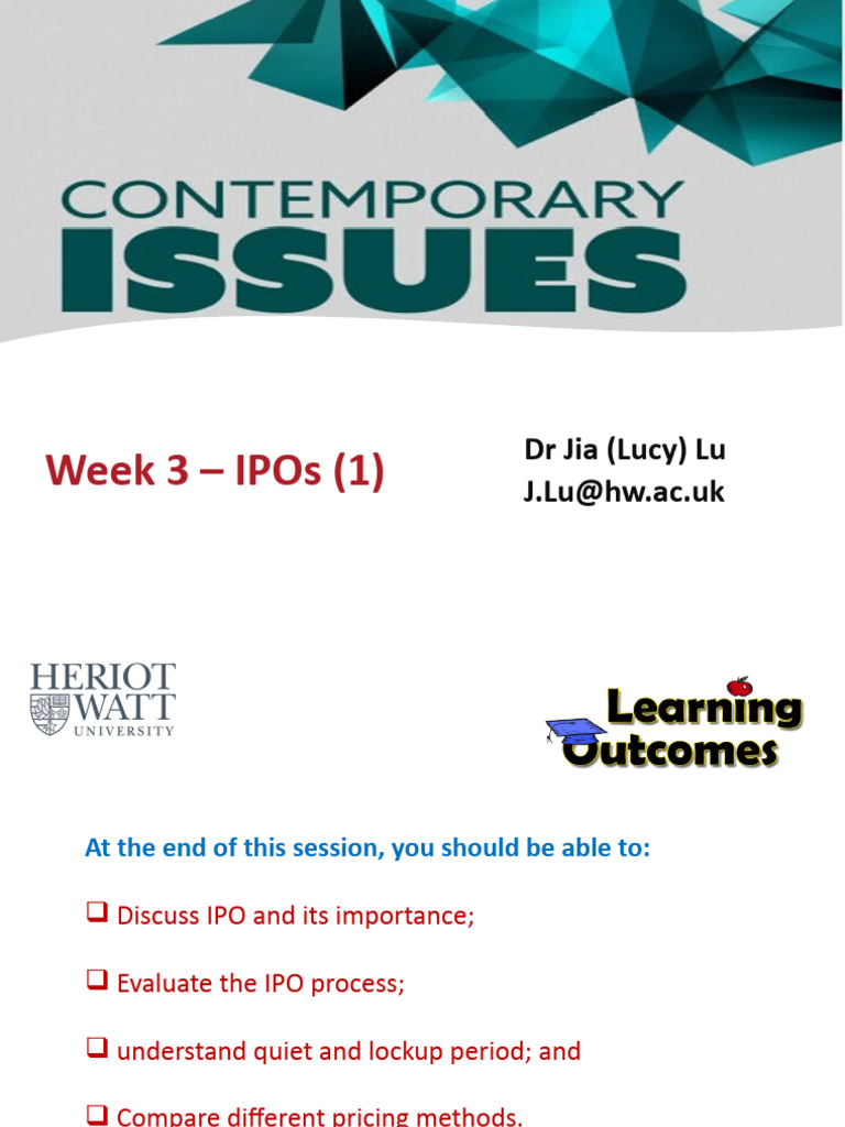 C30CY Week 3 Lecture | PDF | Initial Public Offering | Underwriting