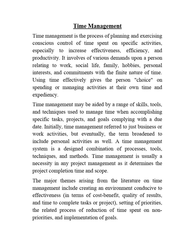 Time Management | PDF | Time Management | Professional Skills
