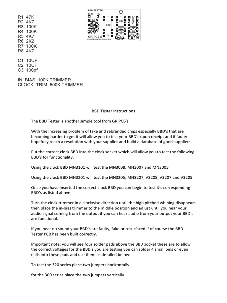 BBD Tester - mn3207 3205 BOM | PDF | Printed Circuit Board | Electrical ...