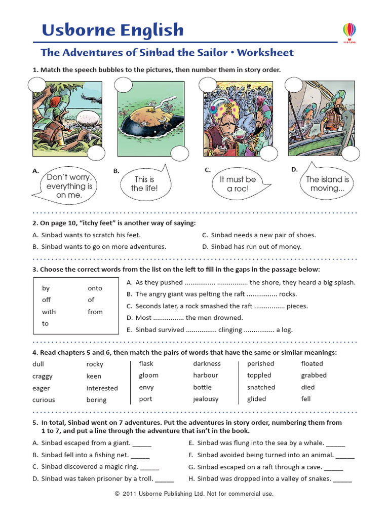 Adventure of Sinbad Worksheet | PDF