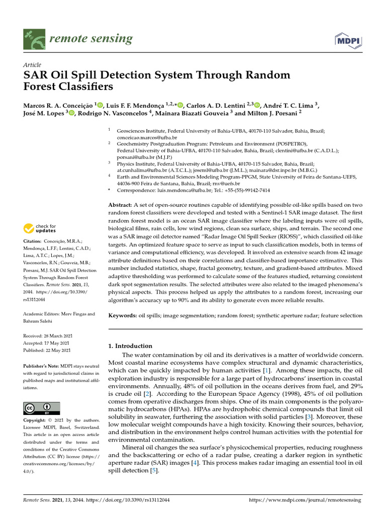 Conceição Etal RS2021 - SAR Oil Spill Detection System Through Random ...