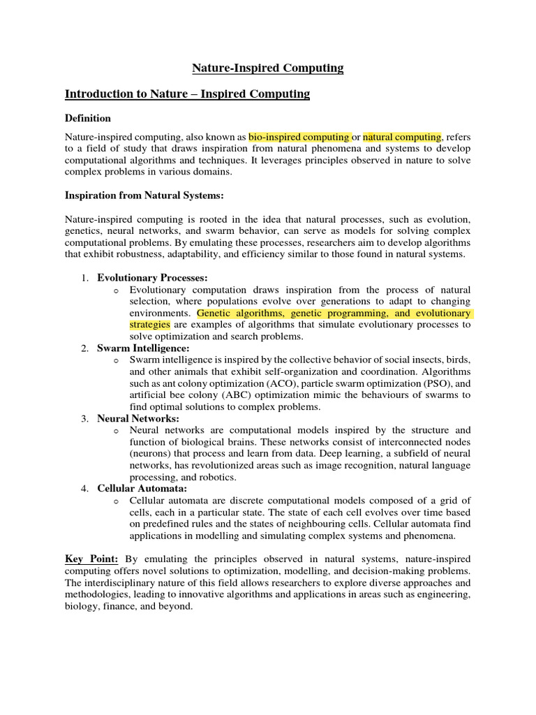 Nature Inspired Computing Notes 1 | PDF | Artificial Neural Network ...