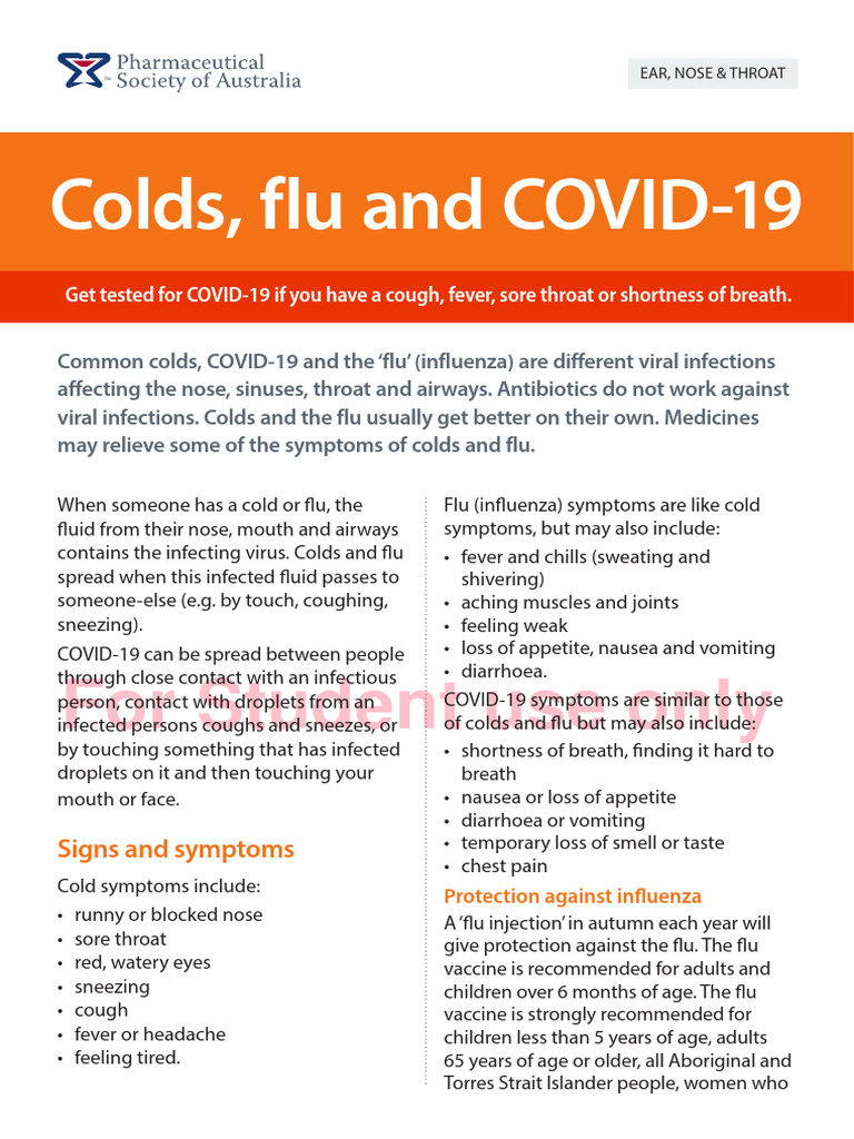 Colds, Flu and COVID-19 | PDF | Common Cold | Influenza
