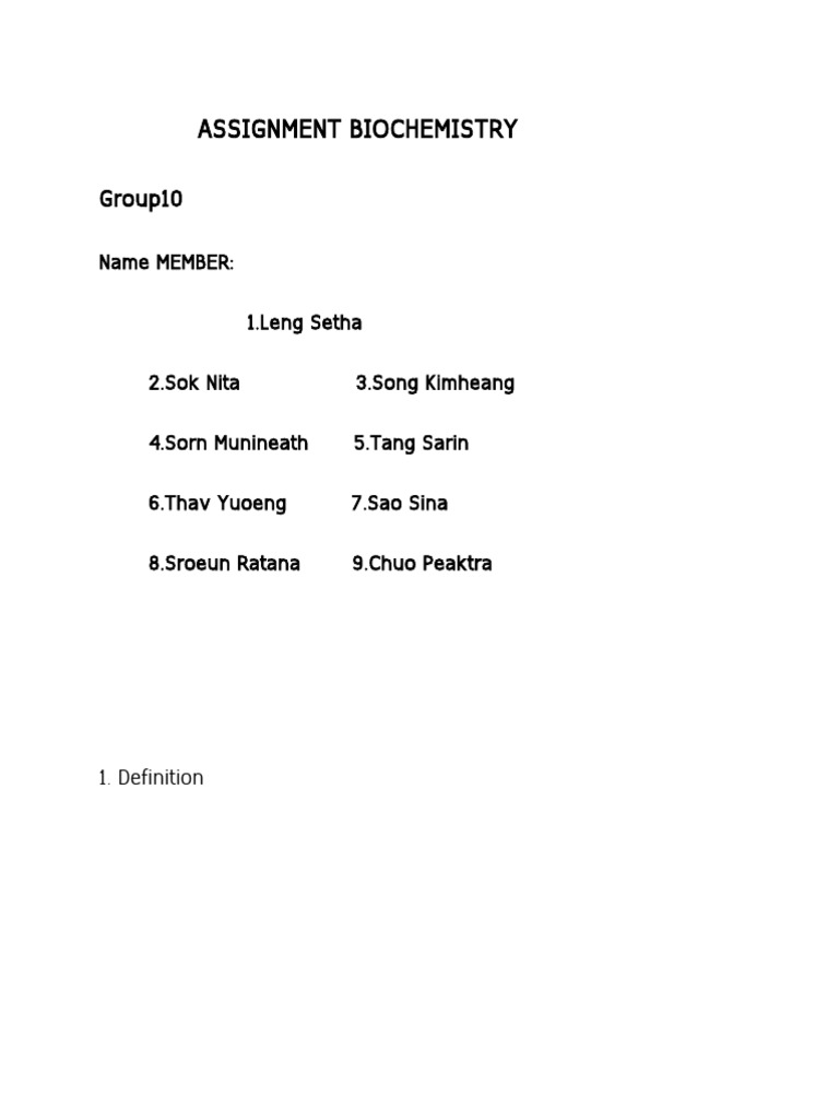 Assignment Biochemistry | PDF | Biology | Cell Biology