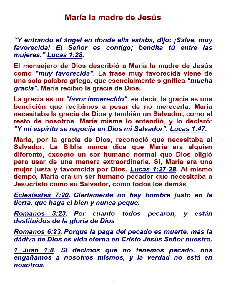 María: Gracia y Rol en la Biblia | PDF | María, madre de Jesús | Jesús