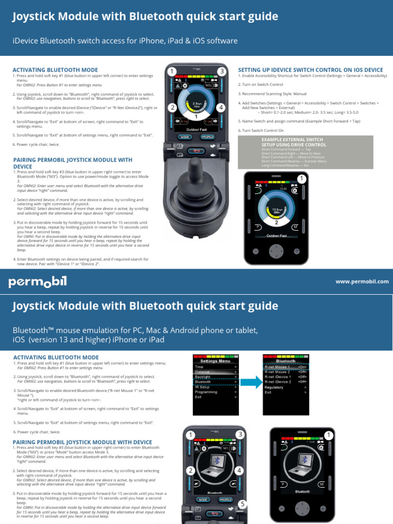 Permobil Quick Start Guides Bluetooth | PDF | Ios | Bluetooth