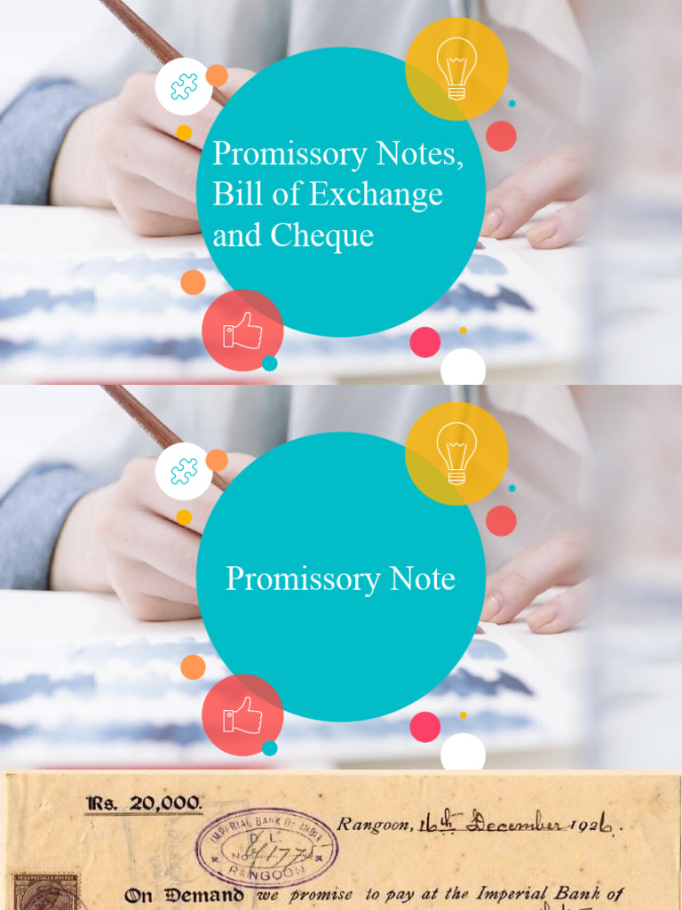 Promissory Notes, Bill of Exchange and Cheque | PDF | Negotiable ...