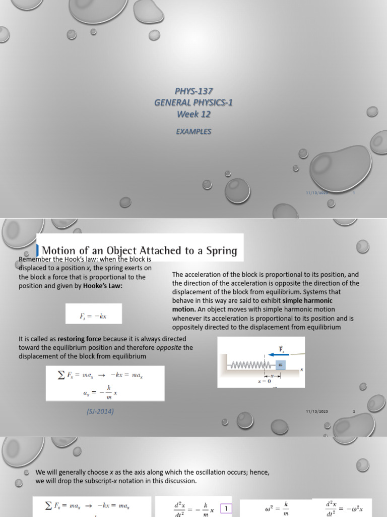 Fiz138 w12 Ch15 Examples | Download Free PDF | Oscillation | Force