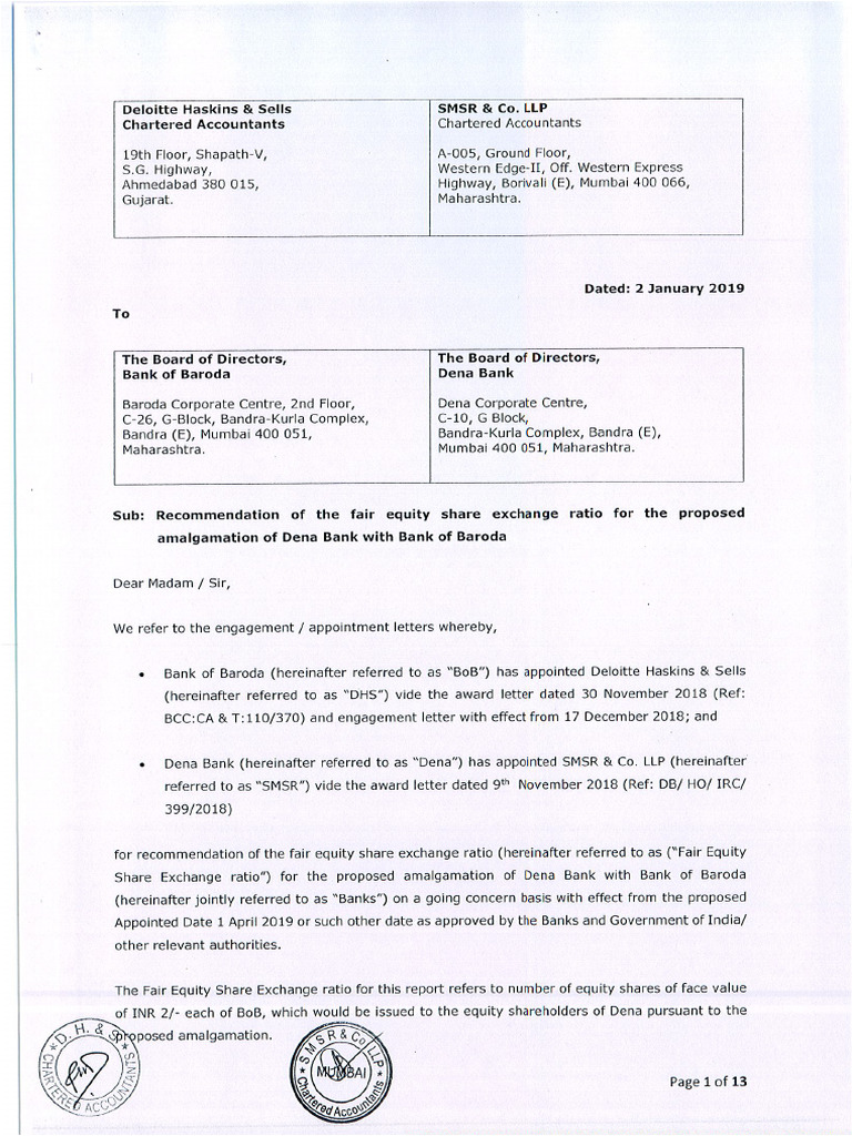 BOB Bank - Dena Bank - Merger | PDF