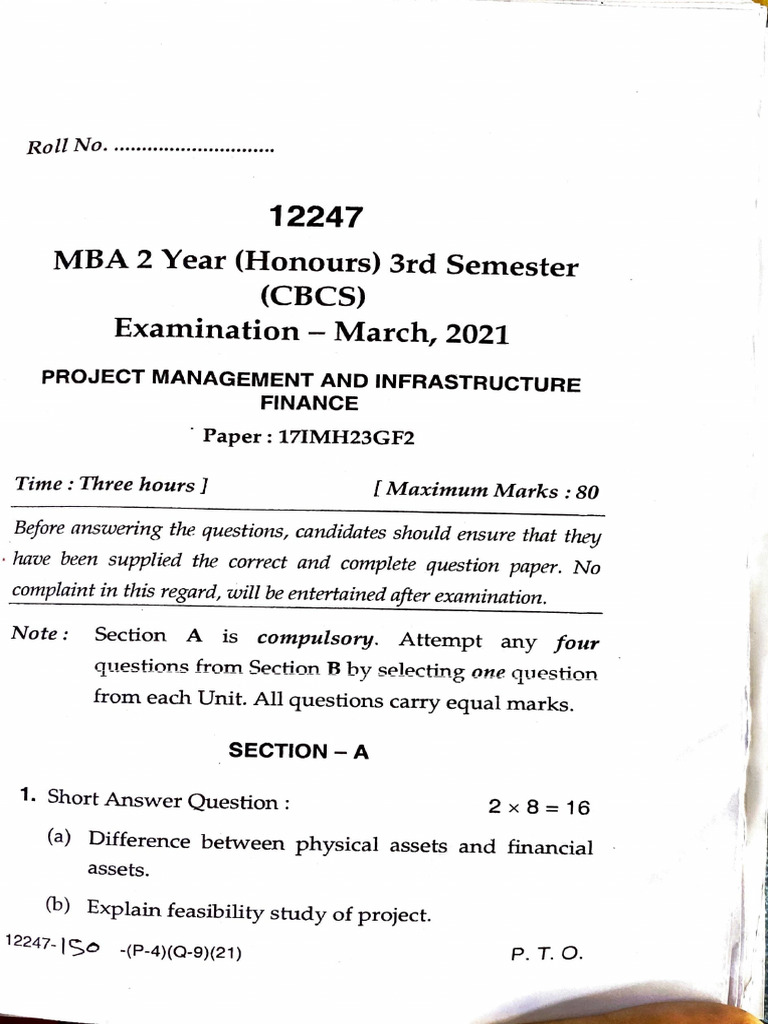 MBA 3rd Sem Finance Exam Questions | PDF | Net Present Value ...