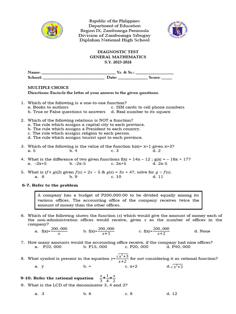 General Mathematics 1ST & 2ND QUARTER EXMPDF | PDF | Interest | Present Value