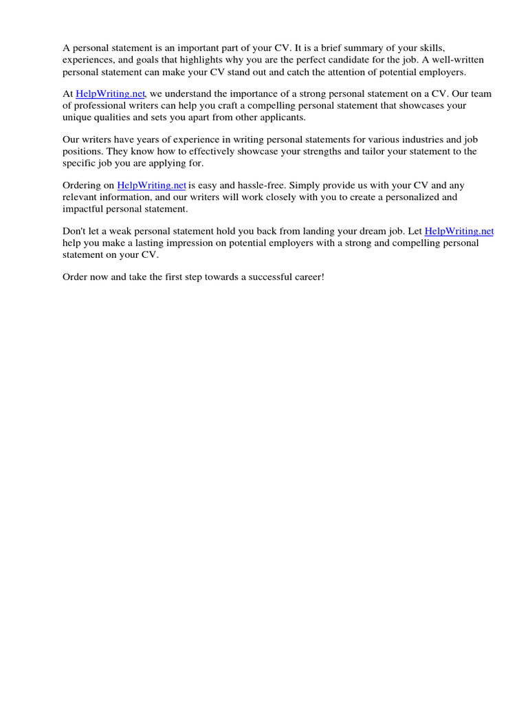 Personal Statement On A CV | PDF | Résumé | 3 D Computer Graphics