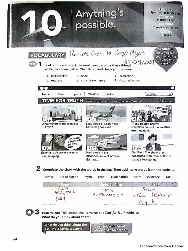 VOCABULARY UNIT 10 (Two Worksheets) | PDF