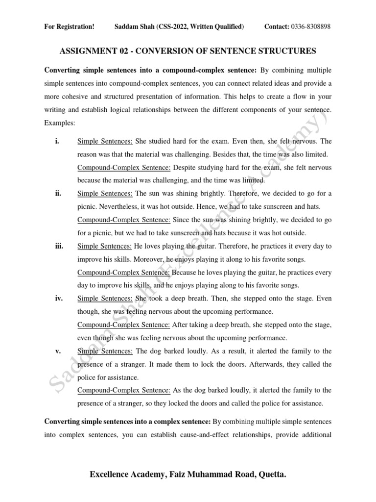 ANS Assignment 02 - Changing Sentence Structure (ANS) | PDF