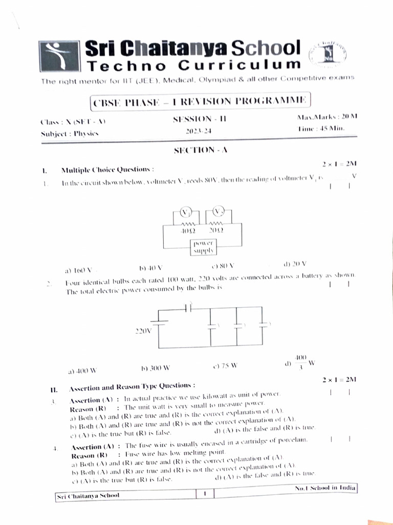 JEE & Medical Physics Revision Questions | PDF | Electrical Resistance ...