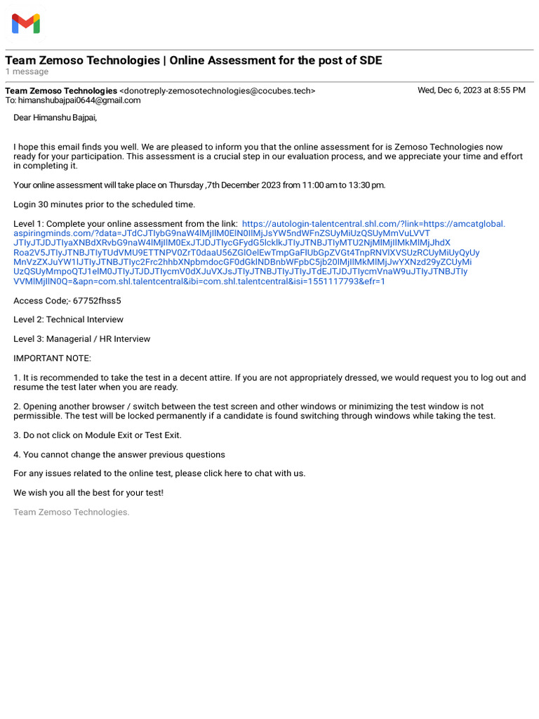 Zemoso Technologies Online Assessment Guide | PDF | Career & Growth | Business