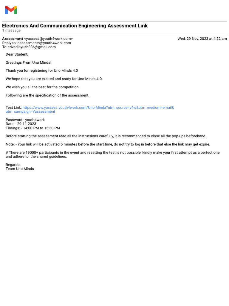 Uno Minds 4.0 ECE Assessment Details | PDF