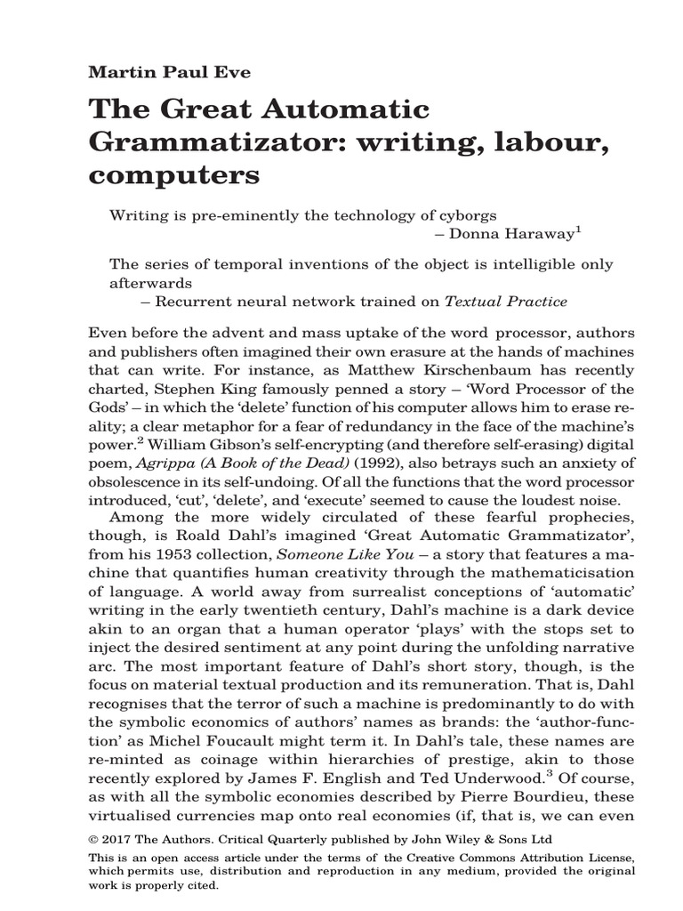 The Great Automatic Grammatizator Analysis | PDF | Standard Score