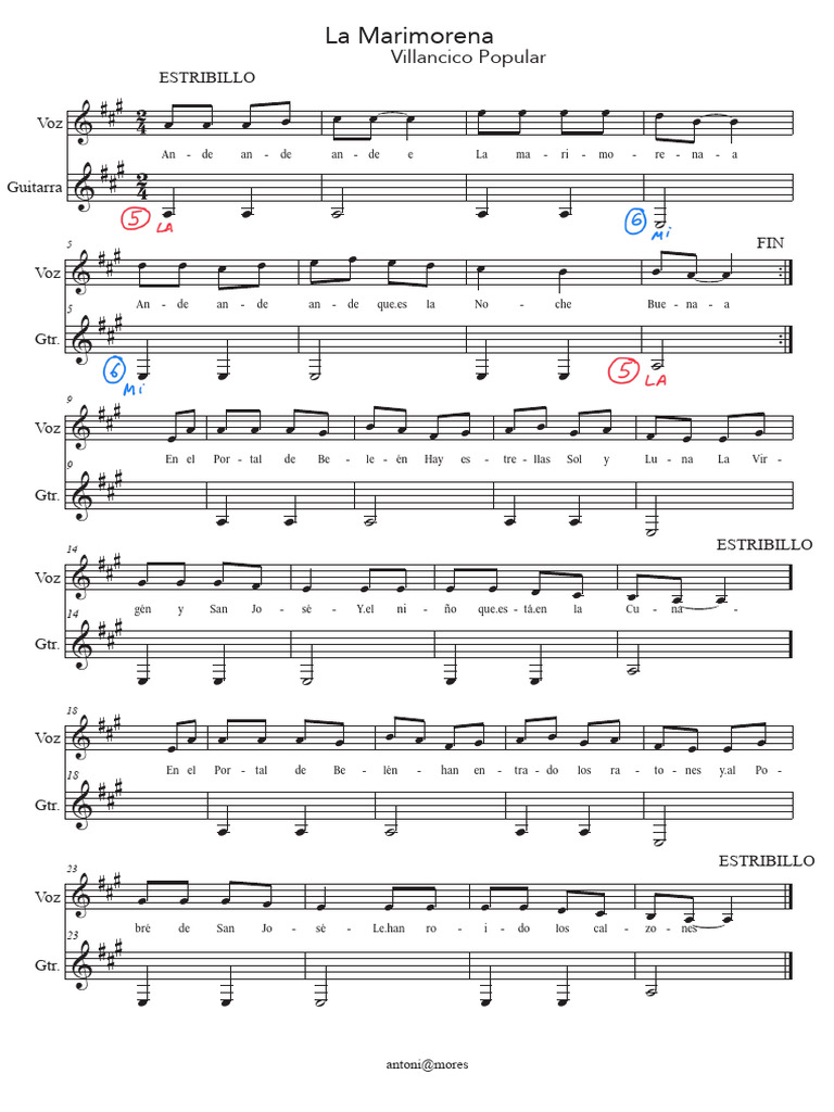 Partitura de "La Marimorena" | PDF