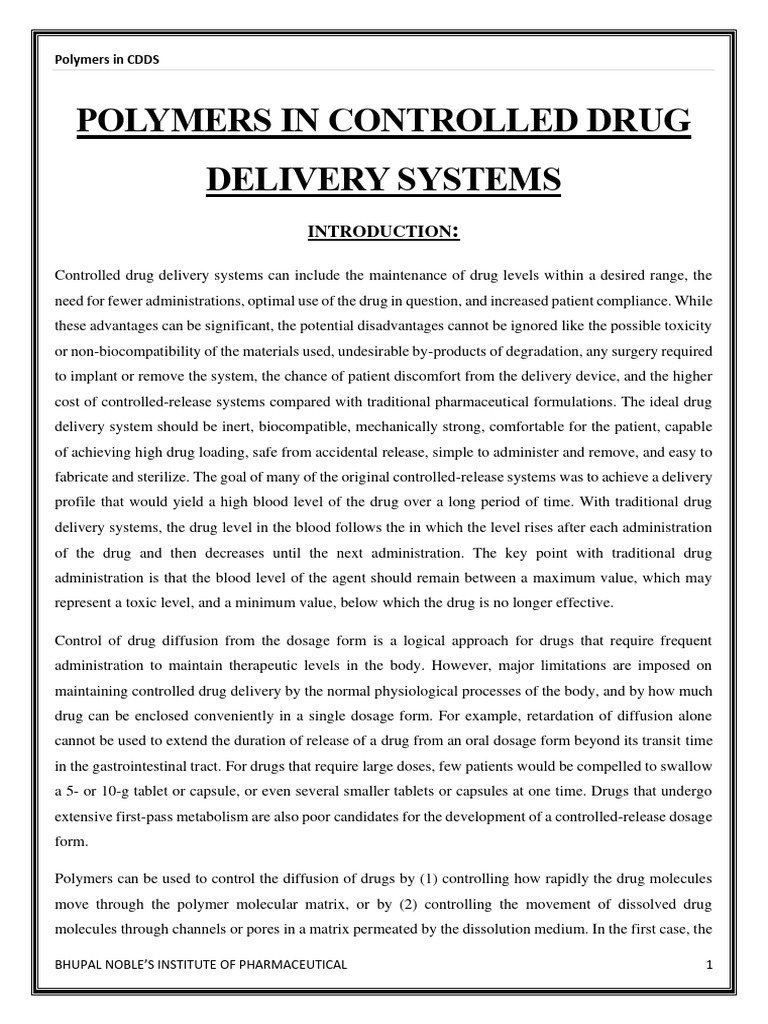 Polymer in Cdds | PDF | Polymers | Gel