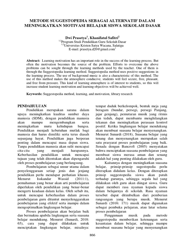 Metode Suggestopedia Sebagai Alternatif | PDF