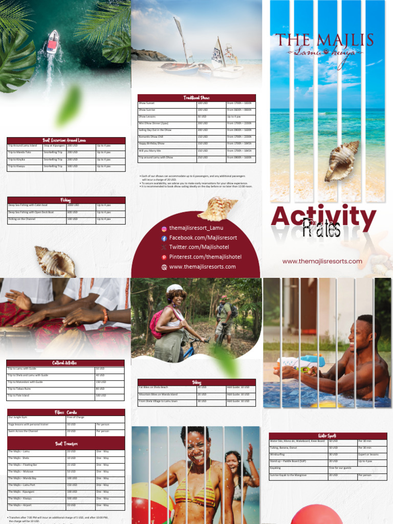 Majlis Activity Rates in USD 2024 | PDF | Water Sports